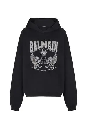 Balmain Crystal-embellished Graphic Hoodie - Black