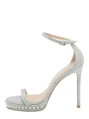 STUART WEITZMAN Glitter Pearl-embellished Sandals - Silver