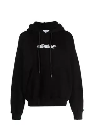 Off-White Cotton Hoodie With Logo - Black