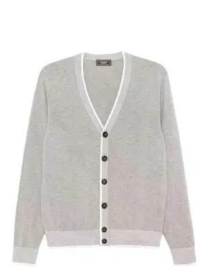 Peserico Contrast-trim V-neck Cardigan - Grey