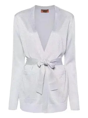 Missoni Metallic-threading Belted Cardigan - Silver