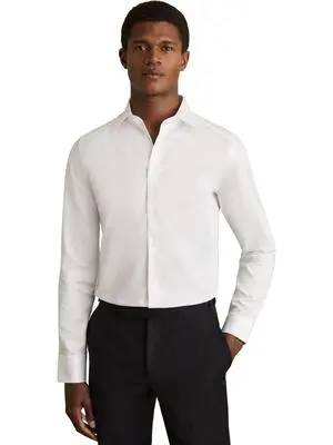 REISS Remote Slim Fit Cotton Sateen Slim-fit Shirt - White