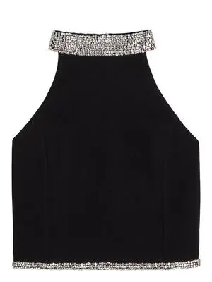 Alice + Olivia Crystal-embellished Crepe Crop Top - Black