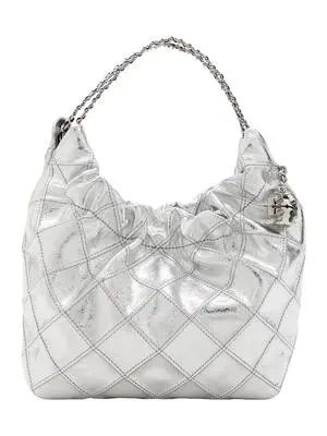 TORY BURCH Fleming Mini Metallic Leather Hobo Bag