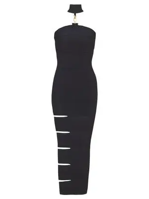 Balmain Ribbed Sleeveless Maxi Dress - Black