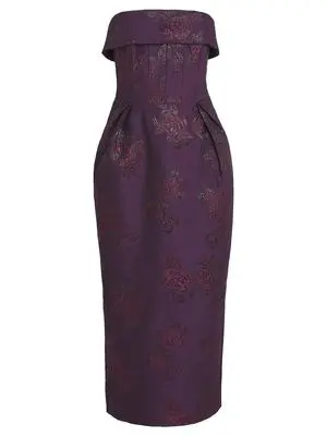 Rebecca Vallance Brocade Alfina Midi Dress - Black