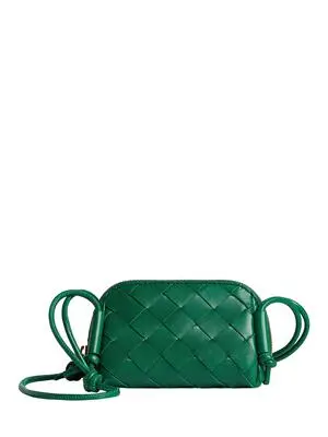 Bottega Veneta Leather Intrecciato Concert Pouch - Green