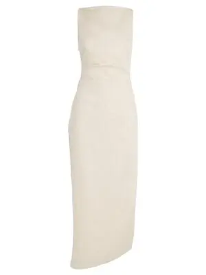 SIR. Linen Raquel Midi Dress - Ivory