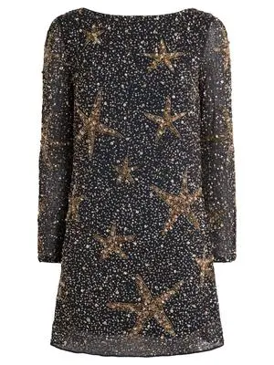 Rixo Sequinned Starfish Mini Dress - Navy