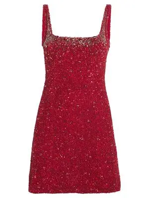 Rachel Gilbert Beaded Kaity Mini Dress - Red