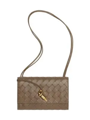 Bottega Veneta Leather Intrecciato Andiamo Shoulder Bag - Brown
