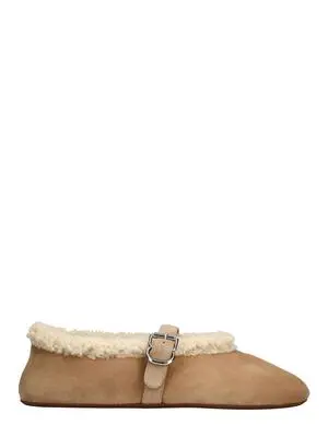 Alaïa Shearling Ballet Flats - Beige