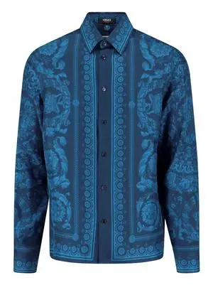 Versace Barocco' Silk Shirt - Blue