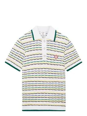 Casablanca Tuck Stitch Short Sleeve Polo Shirt - Multicolor