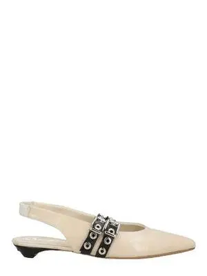 DIVINE FOLLIE Slingback Leather Ballet Flats - White