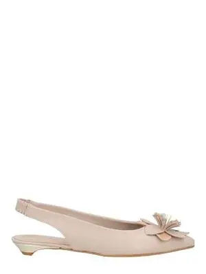 DIVINE FOLLIE Slingback Leather Ballet Flats - Beige