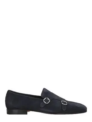Santoni Leather Loafers With Monk Straps - Blue