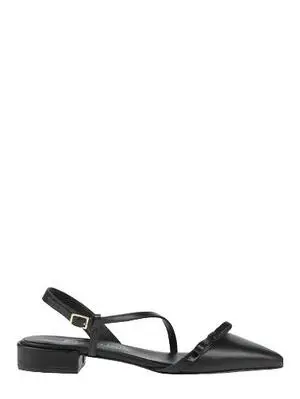 DIVINE FOLLIE Slingback Leather Ballet Flats - Black