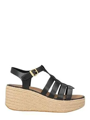 Fitflop Leather Espadrille Sandals - Black