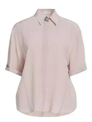 Brunello Cucinelli Blush Silk Chiffon Shirt - Pink
