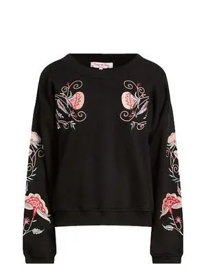 CONNOR & BLAKE Cotton Fleece Sweatshirt With Appliqués - Black