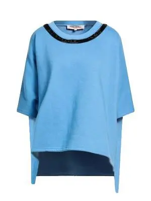 CONNOR & BLAKE Cotton Sweatshirt With Appliqués And Beads - Blue
