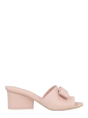 FERRAGAMO Valery 55 Leather Slide Sandals - Pink