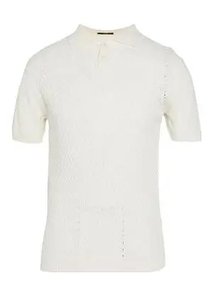 WOOL & CO Cotton-Knit Polo Sweater Off White