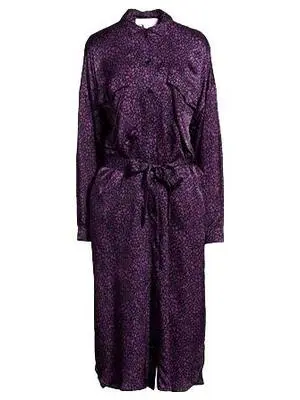 8PM Midi Leopard-print Shirt Dress - Purple