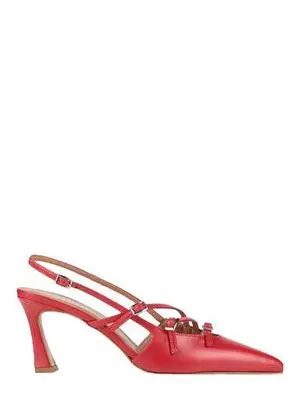 OVYE Leather Slingback Pumps - Red