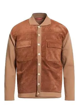 DANIELE FIESOLI Camel Suede Knit Jacket - Beige