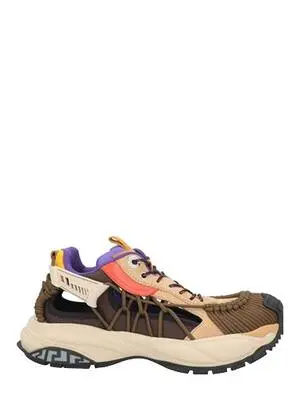 Versace Sneakers In Leather And Textile Fibers - Beige