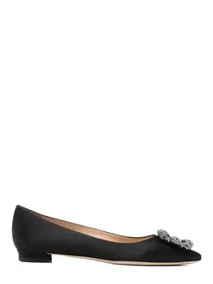 Manolo Blahnik Hangisiflat Embellished Pumps - Black