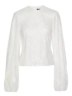Remain Birger Christensen Sequin-embellished Long-sleeve Top - White