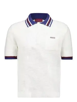 Gucci Waffle-knit Cotton Polo Shirt - White