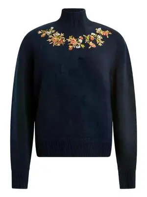 Bally Embroidery-detail Turtleneck Sweater - Blue