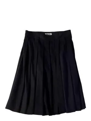 Miu Miu Pleated Suede Midi Skirt - Blue