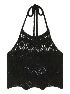 Alanui Crochet Halterneck Top - Black