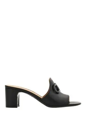 FERRAGAMO Gancini Heeled Slide - Black