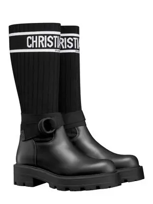Dior D-major Boot - Black Calfskin With Black And White Technical Knit