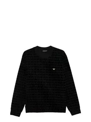 Emporio Armani Patterned Sweatshirt With Logo Embroidery - Black