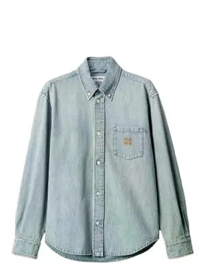 Miu Miu Logo-embroidered Shirt - Blue
