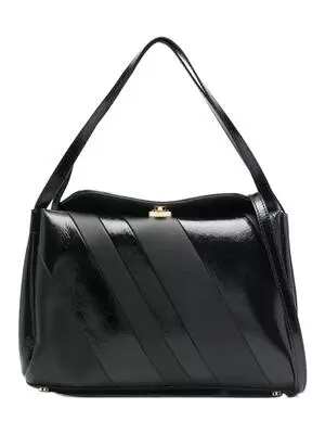 THEMOIRE Eudora Diagonal-stripe Shoulder Bag - Black