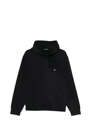 Emporio Armani Logo-embroidered Hoodie - Blue
