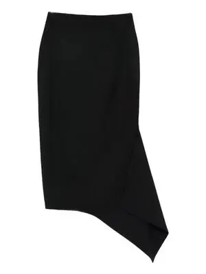 THELATEST Asymmetric Hem Midi Skirt - Black