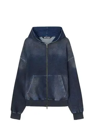 Palm Angels Series Washed Zip Hoodie - Navy Blue
