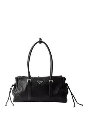 Prada Leather Triangle-logo Tote Bag - Black