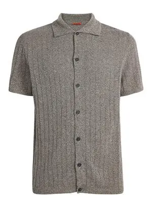 Barena Venezia Linen-cotton Knit Short-sleeve Shirt - Navy