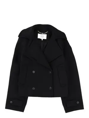 Maison Kitsuné Double-breasted Cropped Coat - Black