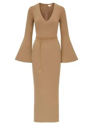 Michael Kors Wool Midi Dress - Beige